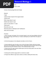 Naked Egg Osmosis Experiment Guide | PDF | Egg As Food | Osmosis