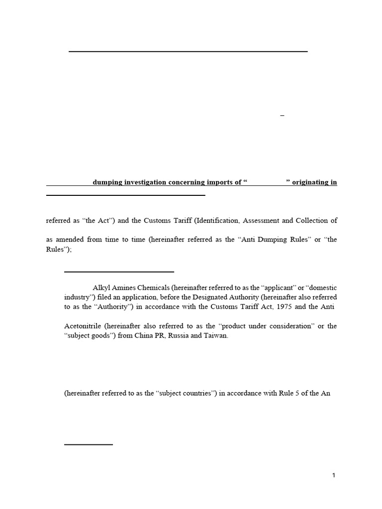 FF NCV Aceto 21.03.2025 | PDF | Dumping (Pricing Policy) | Economies