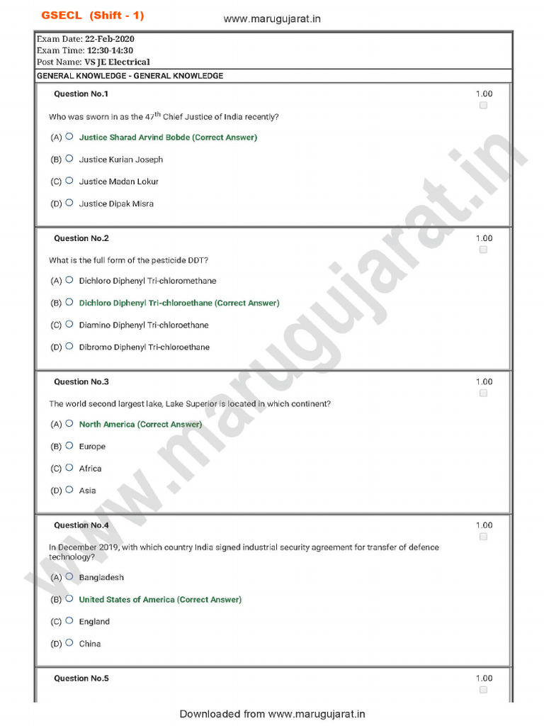 Gsecl Vs Je Electrical Shift 1 22-02-2020 | PDF