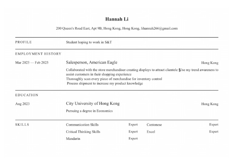 Hannah Li Resume | PDF
