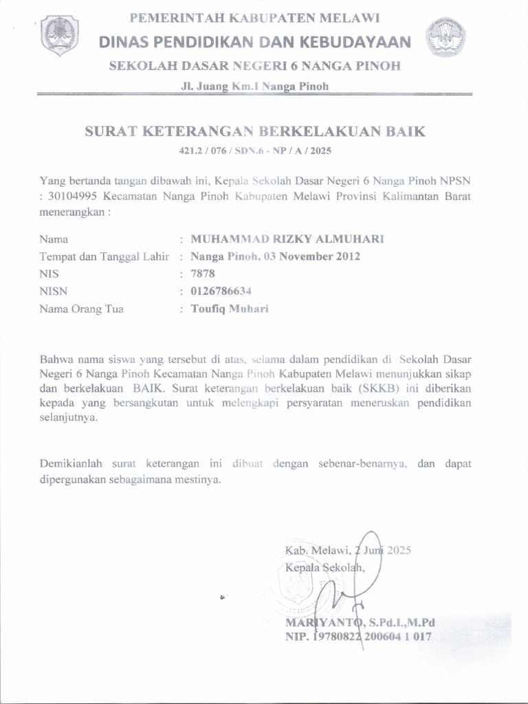 Surat Berkelakuan Baik | PDF
