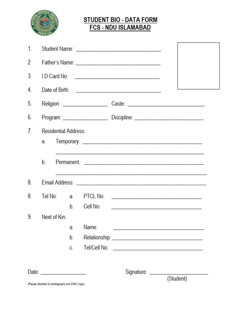 BIO Data Form | PDF