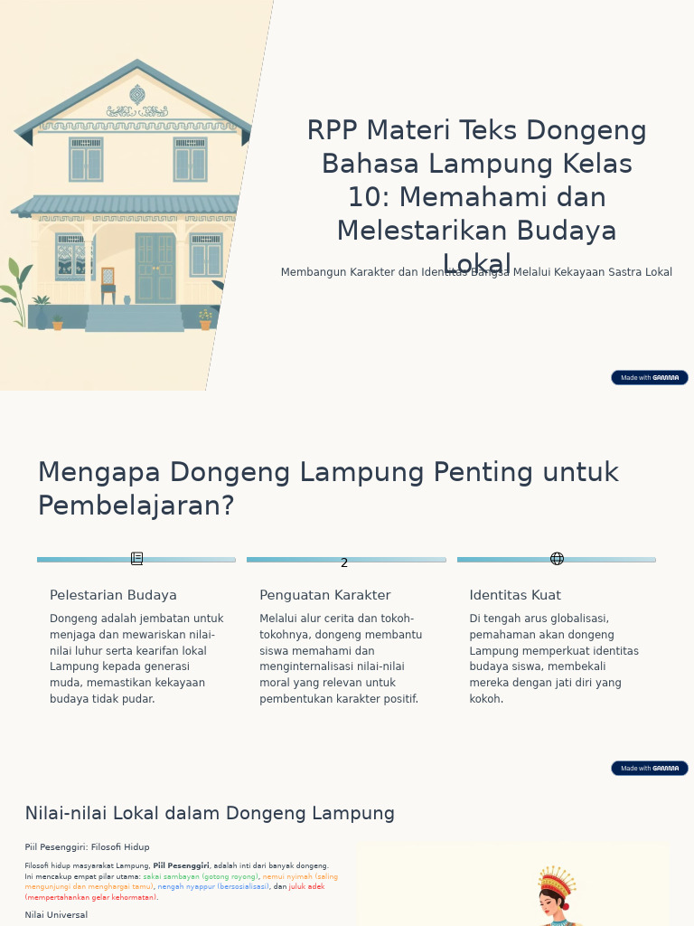 RPP Materi Teks Dongeng Bahasa Lampung Kelas 10 Memahami Dan ...