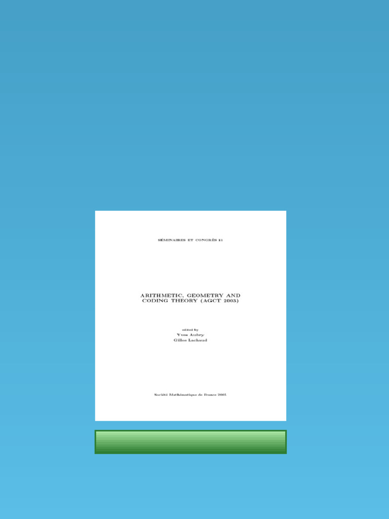 (Ebook) Arithmetic, Geometry and Coding Theory (AGCT 2003) by Yves ...