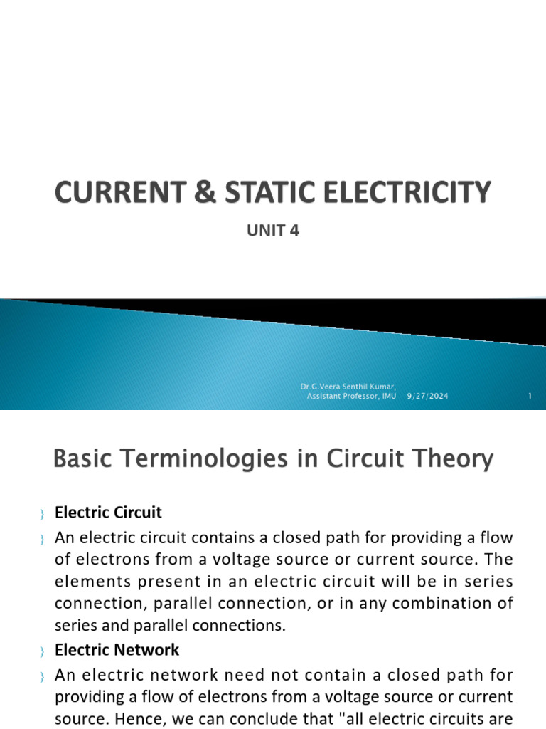 B.sc- Physics - Unit 4 - Current Static Electricity- Physics | PDF ...