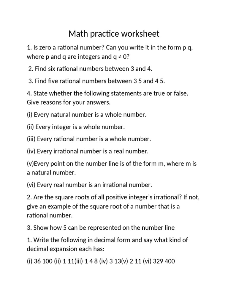 Math Practice Worksheet | PDF