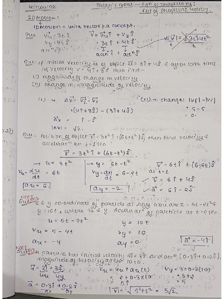 Trajectory Equation ... Lecture 02 | PDF