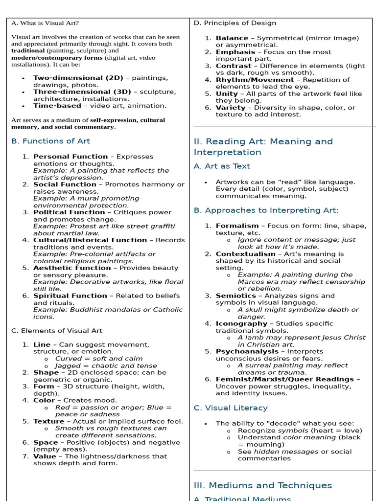 Introduction to Visual Art Concepts | PDF | Paintings | Symbols