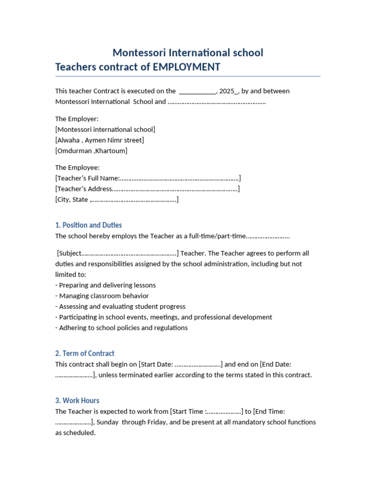Teacher Employment Contract Edited-1 | PDF | Employment | Teachers