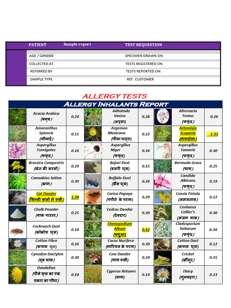 Allergy Test Report Overview | PDF | Allergen | Allergy
