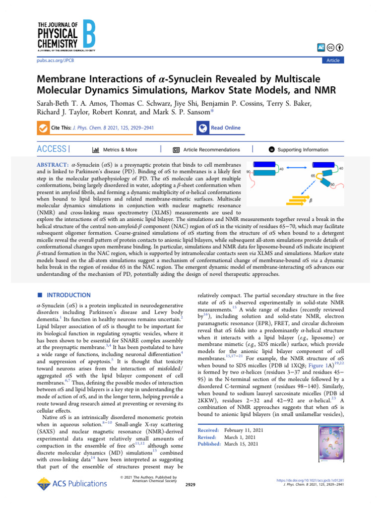 014 - Membrane Interactions of Α-Synuclein Revealed by Multiscale Molecular Dynamics Simulations ...