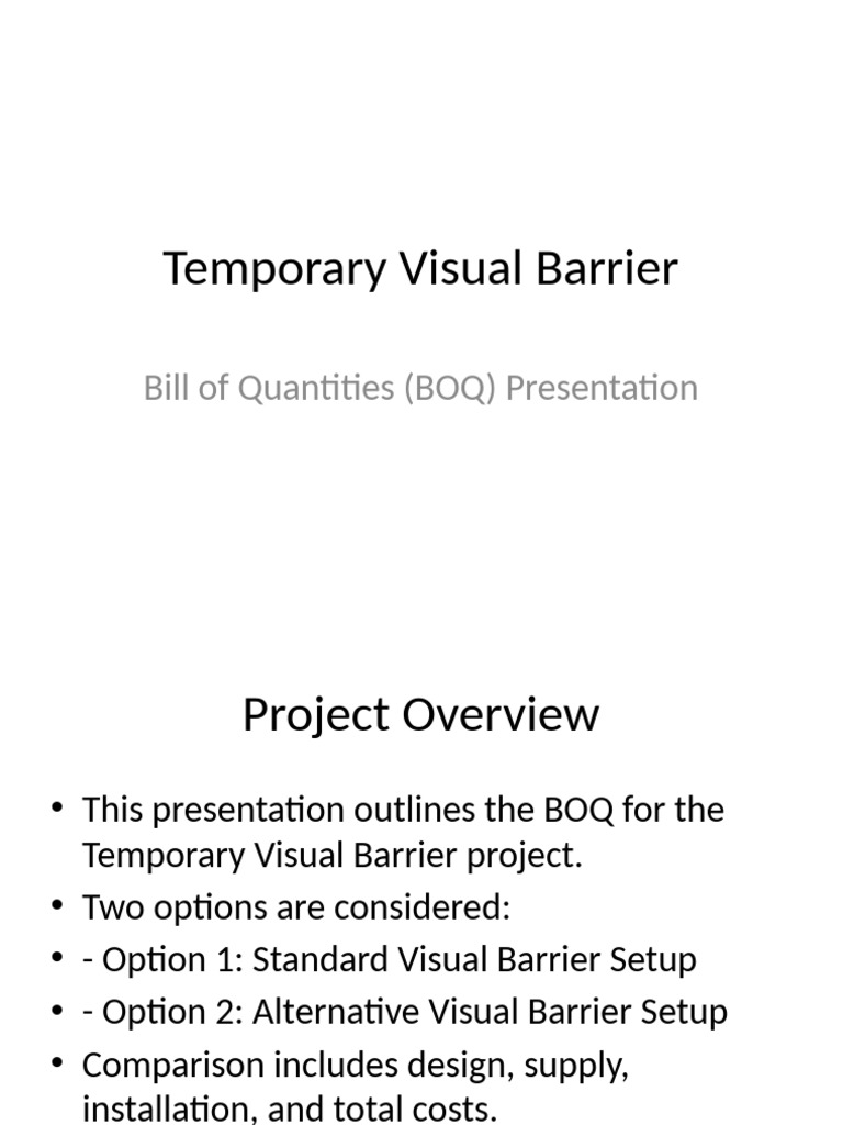 Temporary Visual Barrier BOQ Presentation | PDF