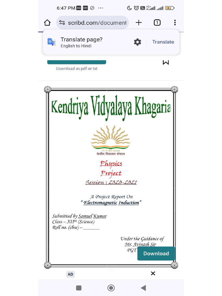 Physics Investigatory Project | PDF
