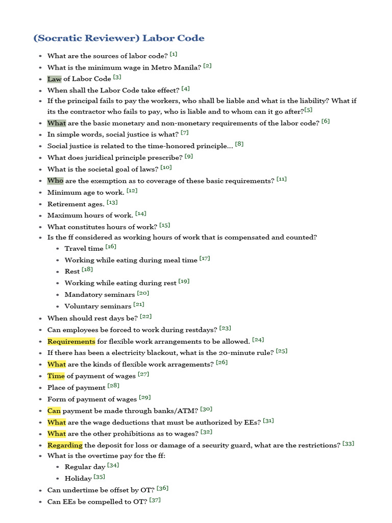 Comprehensive Labor Code Overview | PDF | Labour Law | Working Time