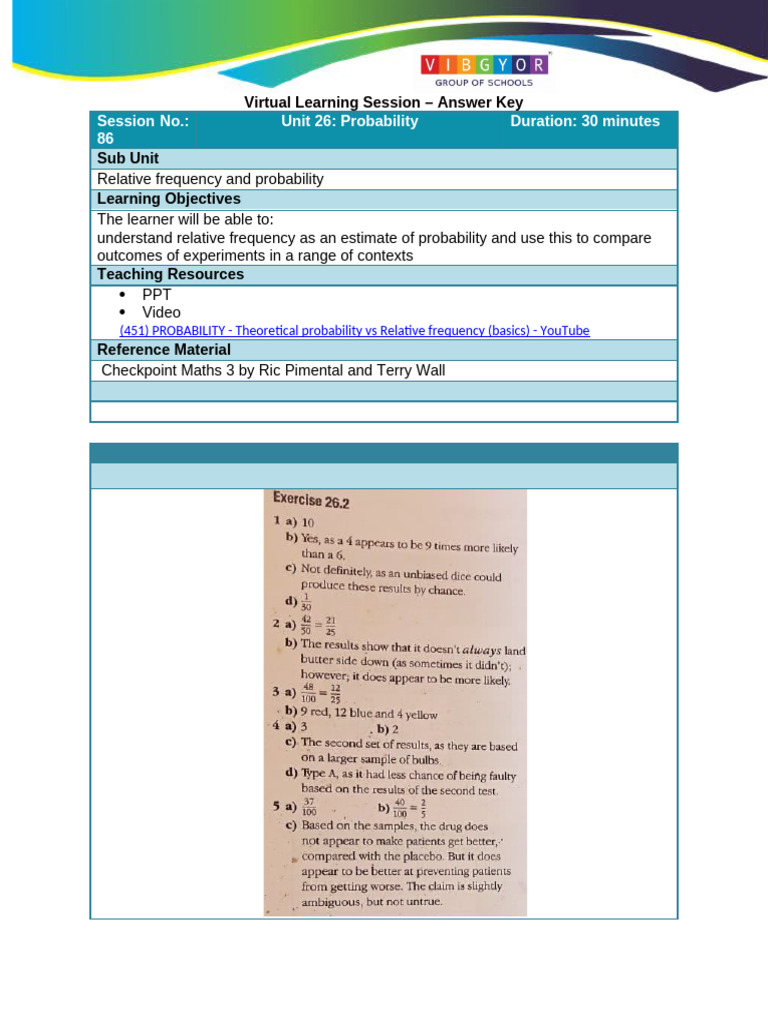 VH Math G8 U26 VL S86 Answer Key | PDF