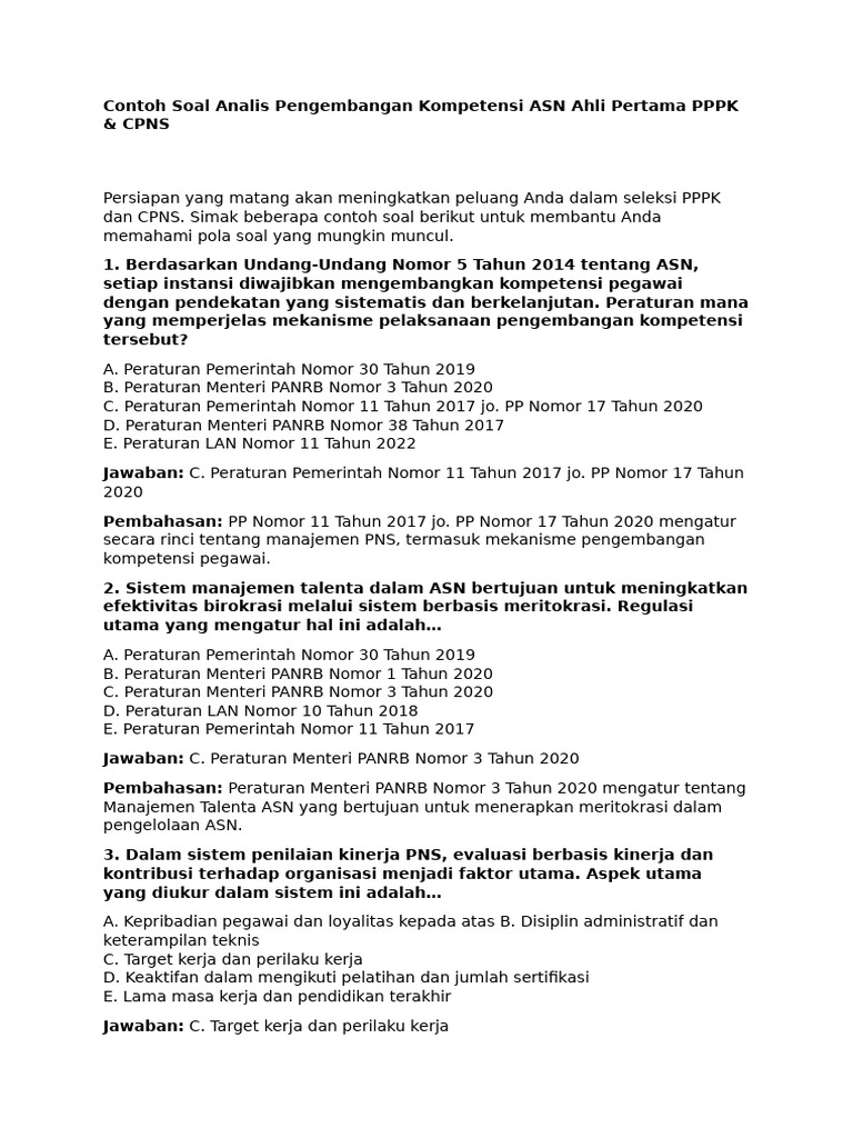 L Analis Pengembangan Kompetensi ASN | PDF