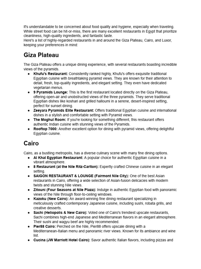 We're foodies and hold a high standard for the foo... | PDF | Restaurants | Cairo