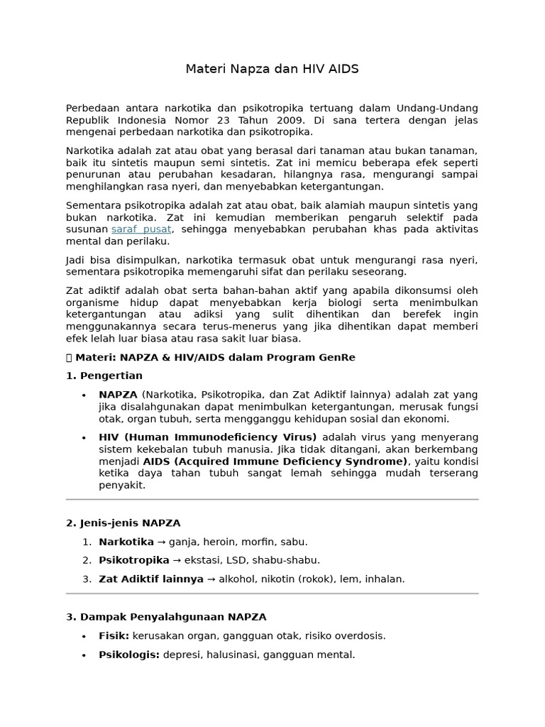Materi Napza & HIV AIDS | PDF