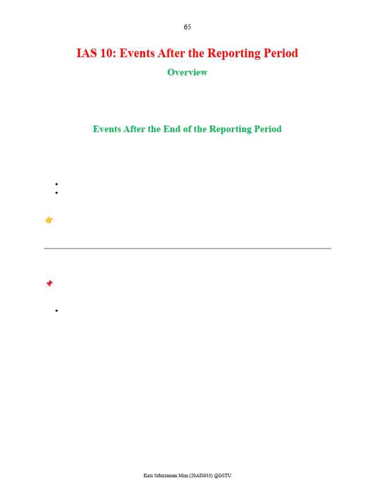 IAS 10: Events After Reporting Period | PDF | Going Concern | Business