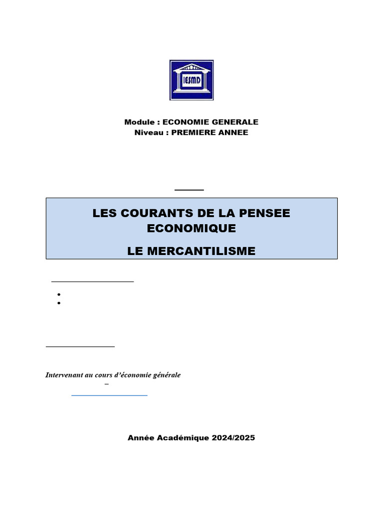 Exposé sur le mercantilisme | PDF | Mercantilisme | Histoire de la ...
