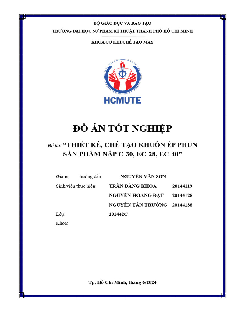 Tóm Tắt - Ckm-93 - Thiết Kế, Chế Tạo Khuôn Ép Phun Sản Phẩm Nắp C-30 ...
