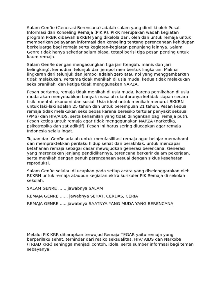 Makna dan Pesan Salam GenRe | PDF