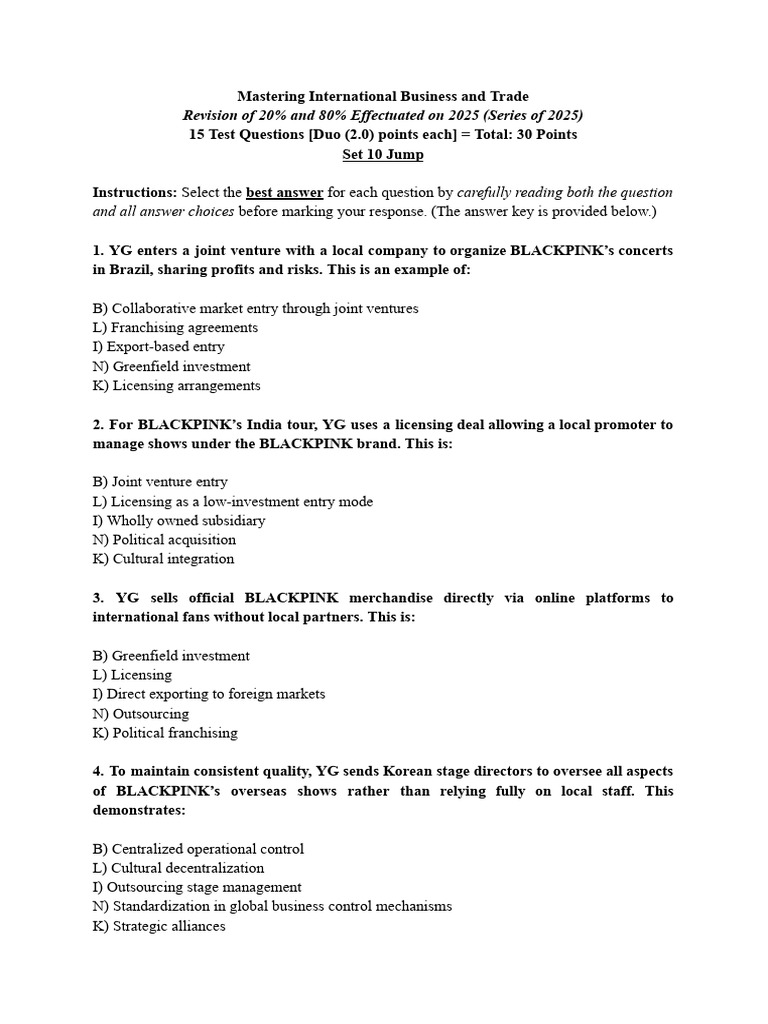 Mastering IBT Series of 2025 Test Questions Set 10 Jump | PDF | Joint ...