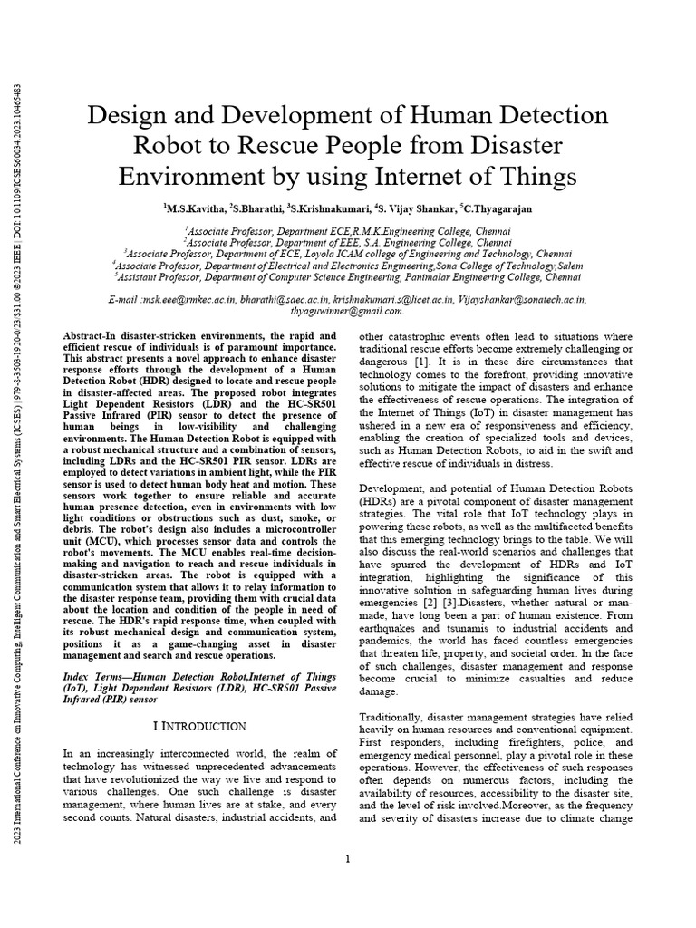 Human Detection Robot for Disaster Rescue | PDF | Internet Of Things ...