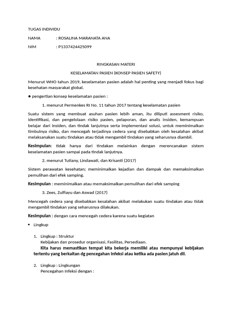 Rosalina Maranata Ana-Mk. Pasien Safety | PDF