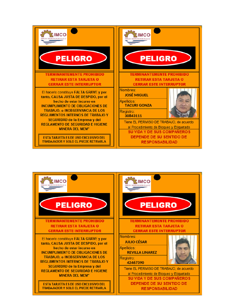 Tarjetas De Bloqueo Pdf