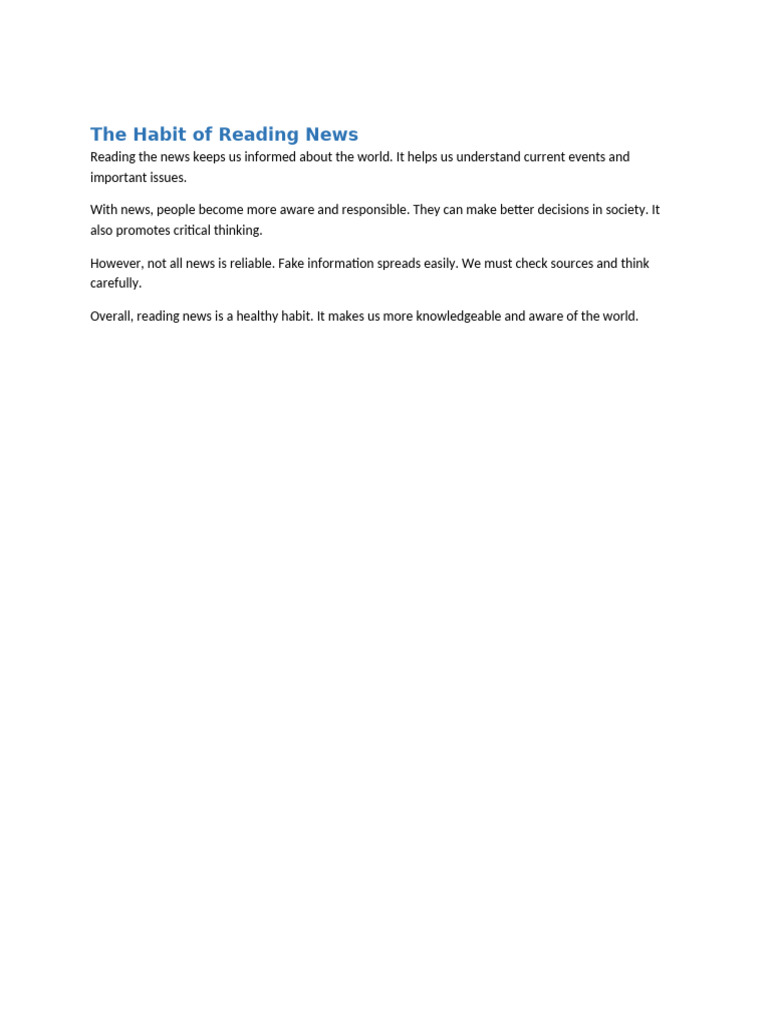 The Habit of Reading News | PDF