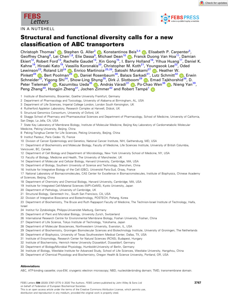 New Classification for ABC Transporters | PDF | Molecular Biology ...