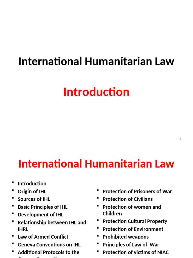 L- 1 IHL Introduction | PDF | International Humanitarian Law | Law Of War