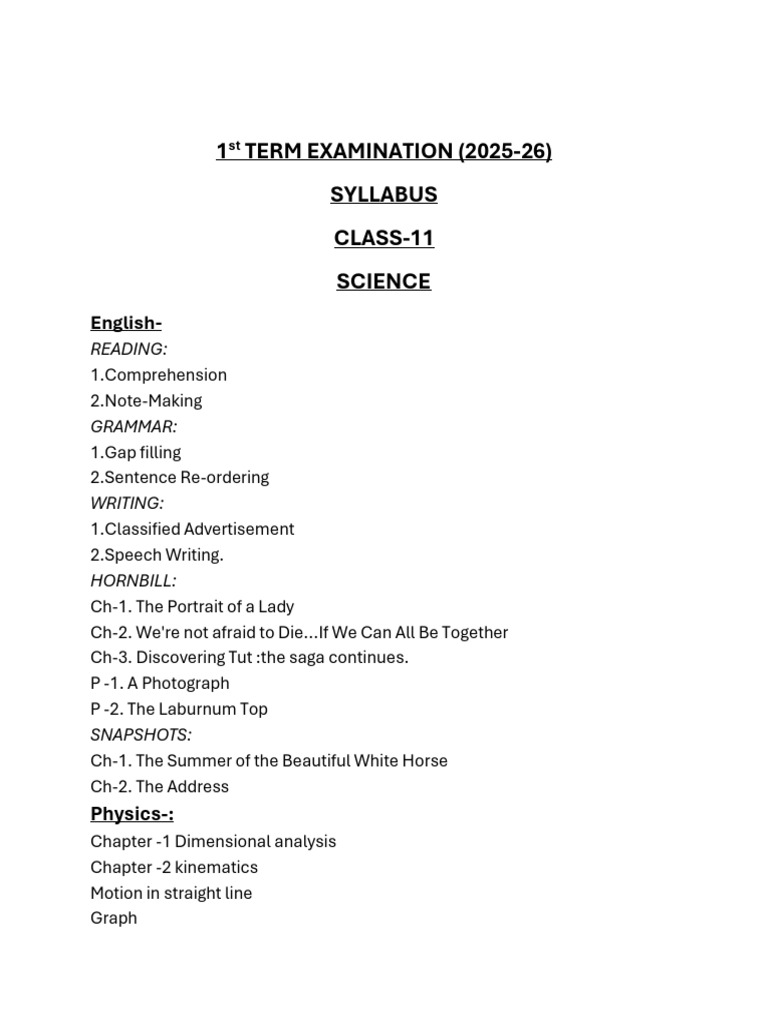 1st Term Examination (2025-26) 2 | PDF
