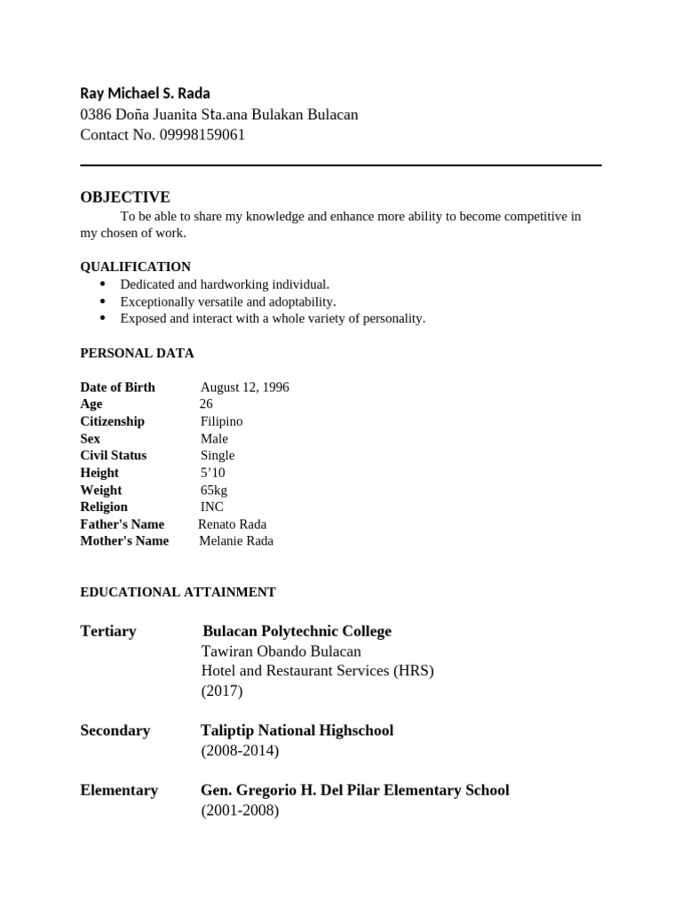 Resume of Ray Michael S. Rada | PDF