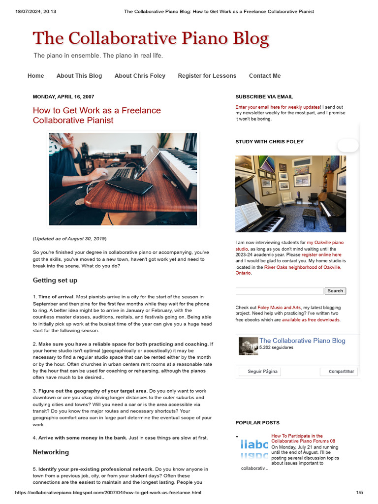 Tips for Freelance Collaborative Pianists | PDF | Piano | Facebook