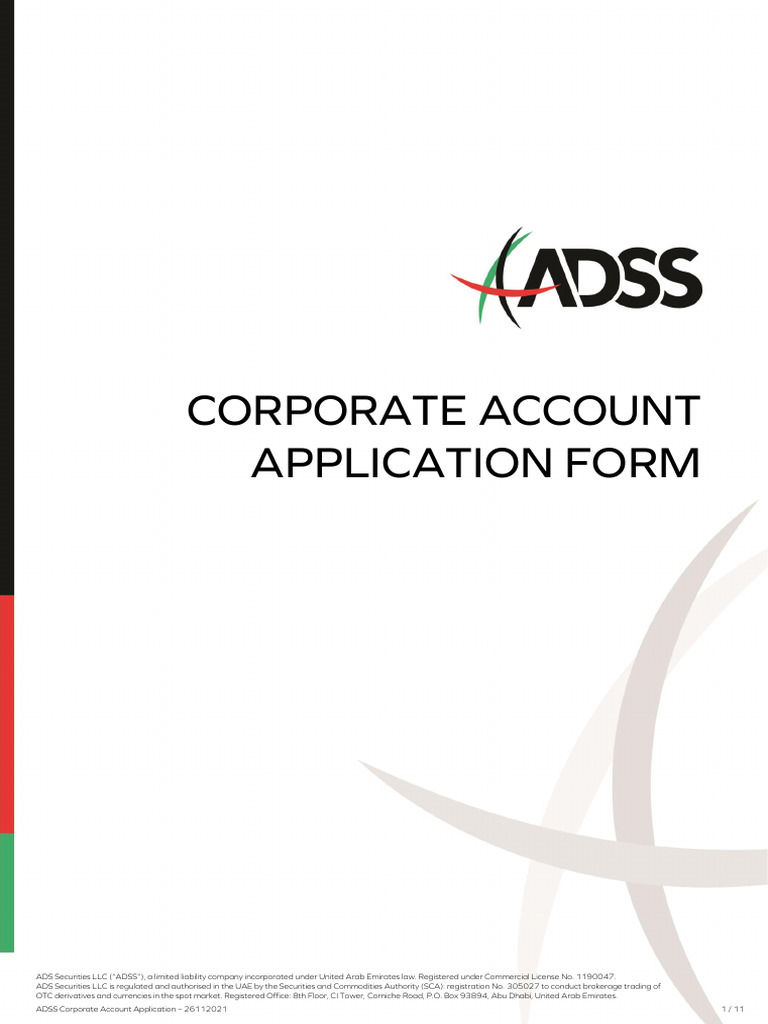 ADSS Corporate Account Application Form | PDF | Limited Liability ...