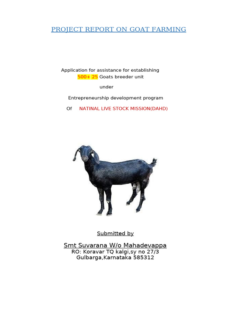 Goat Farming Project in Karnataka | PDF | Meat | Agriculture