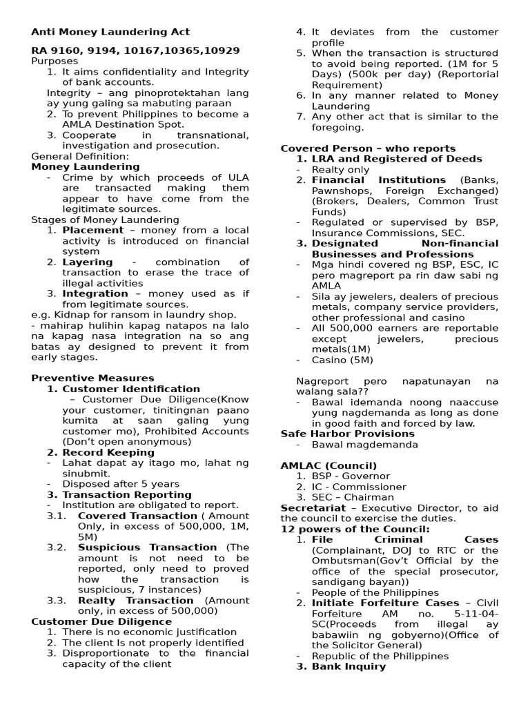 Overview of the Anti Money Laundering Act | PDF | Money Laundering ...
