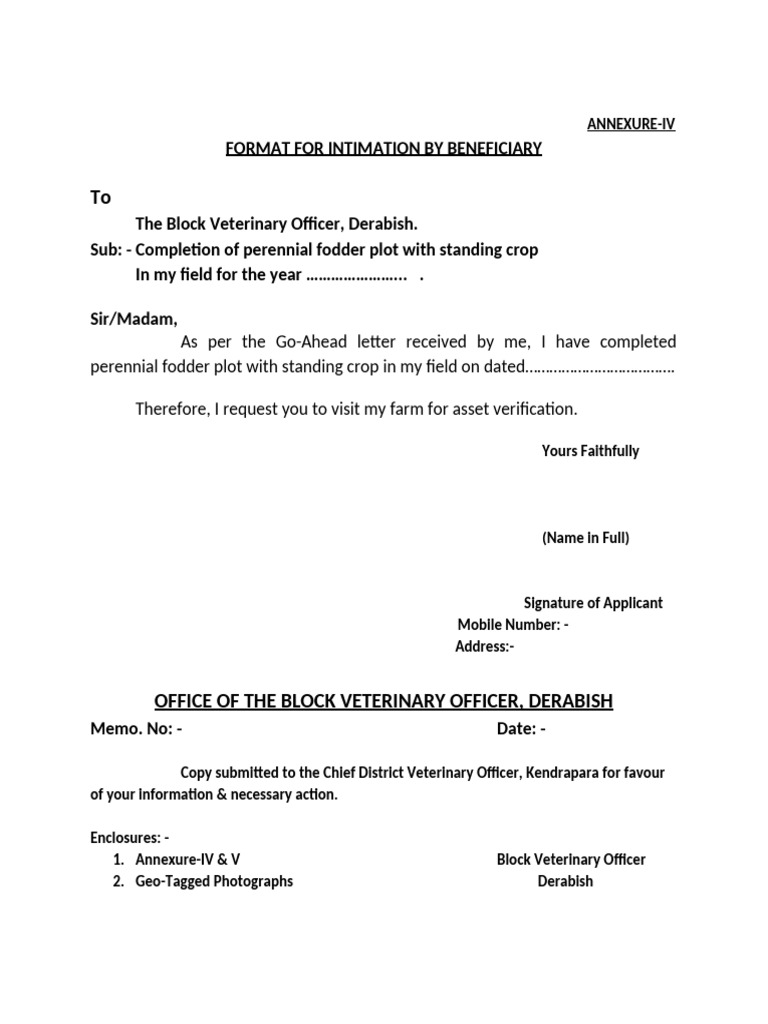 Perennial Fodder Plot Completion Notice | PDF