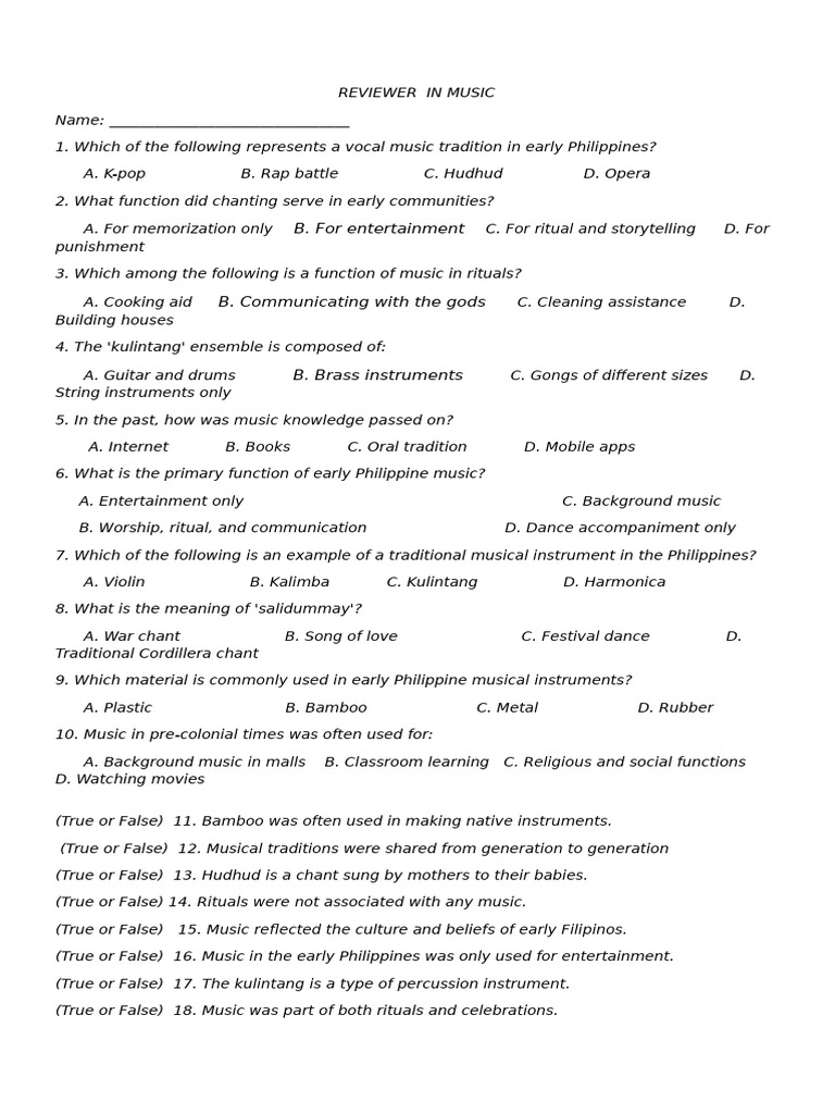 Summative Test in Music | PDF | Musical Instruments | Performing Arts