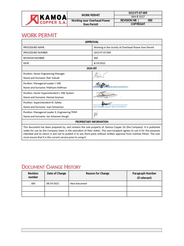 Overhead Line Work Permit Guidelines | PDF | Crane (Machine) | Electrician