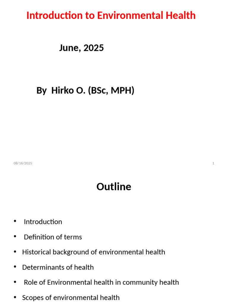 Intro To Enviromental Health-1 | PDF | Sanitation | Hygiene