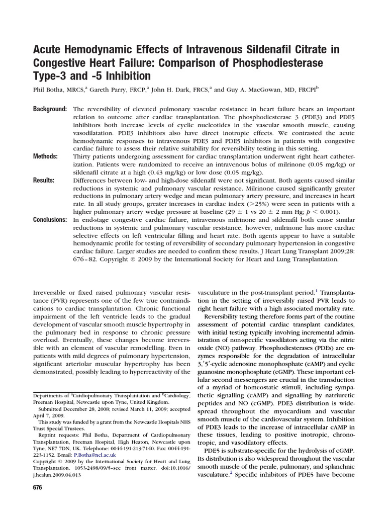 Effects of Sildenafil Vs Milrinone in CCF | PDF | Heart Failure | Cardiovascular System