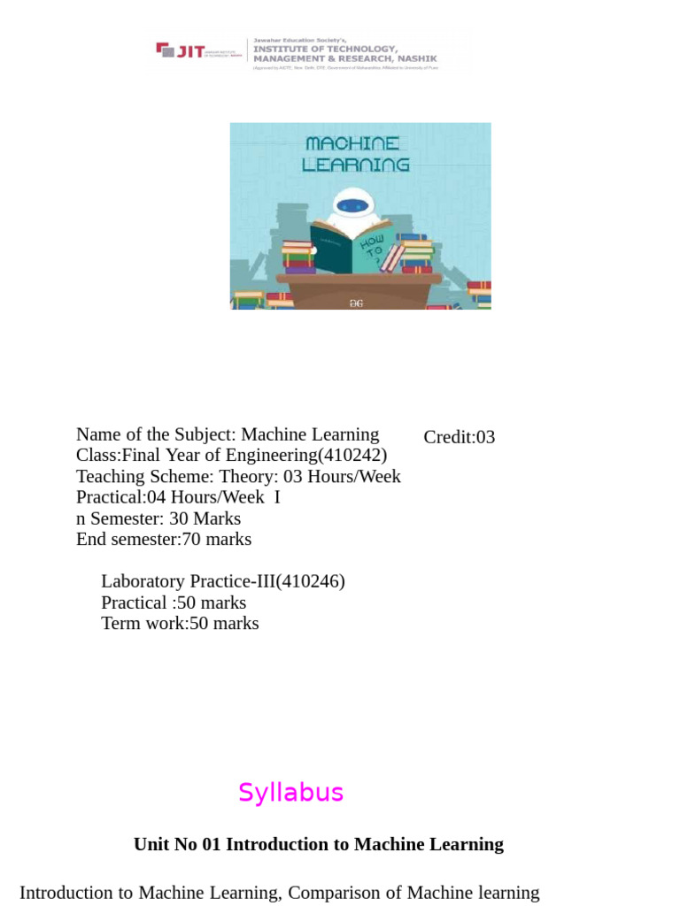 Machine Learning Unit01-2 | PDF | Machine Learning | Artificial Intelligence