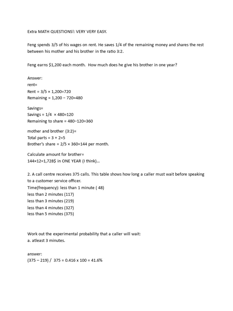 Extra Math Questions | PDF