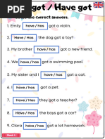 Have Got or Has Got Exercises | PDF