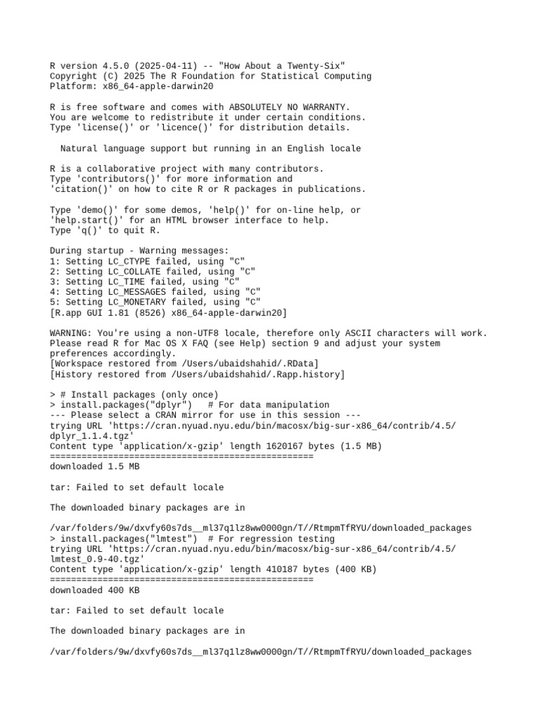 Econ254 Code Multivariate Regression | PDF | Errors And Residuals | Computing