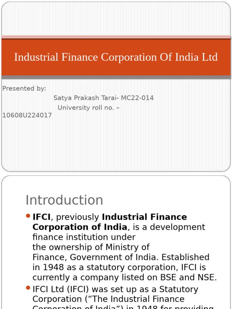 Overview of IFCI's Role in Industrial Finance | PDF