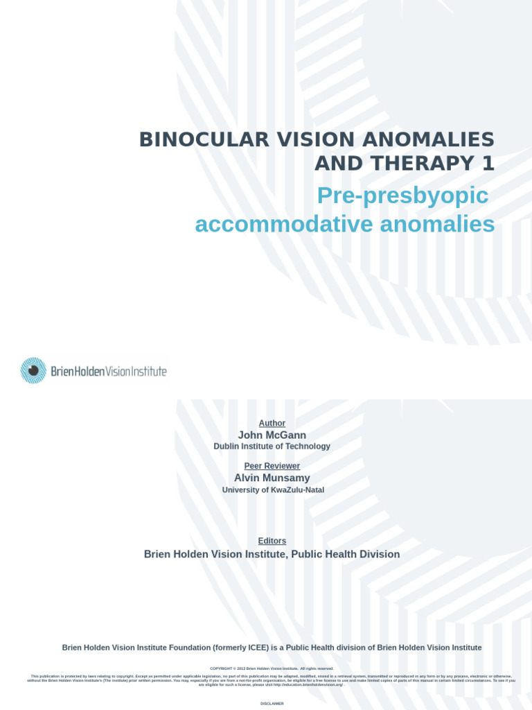 Pre-Presbyopic Accommodative Anomalies | PDF | Myopia | Vision